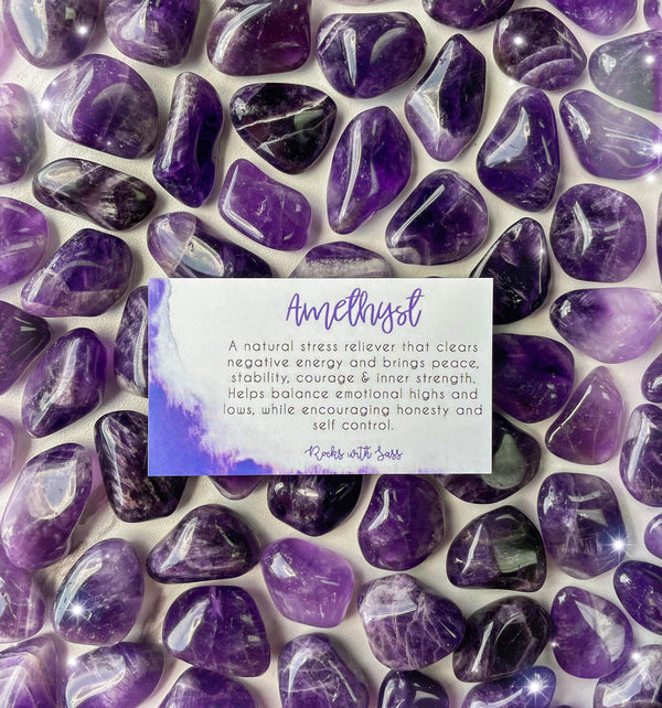 Small Amethyst Tumbled Pocket Stone - Rocks with Sass